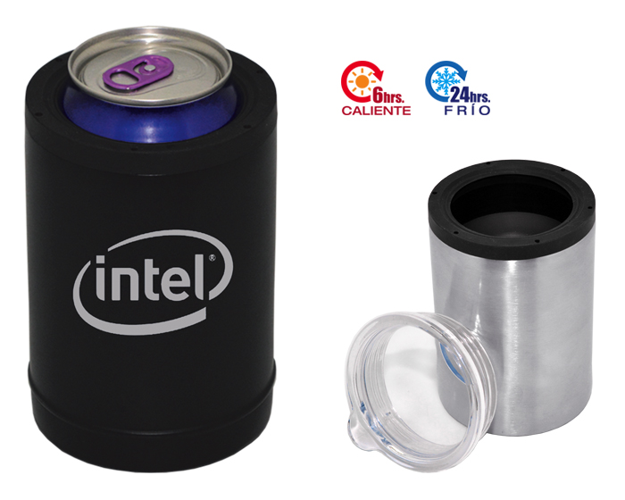 TERMO PORTA LATAS DE ACERO INOXIDABLE DE 360 ML. CROP A2429 PLATA