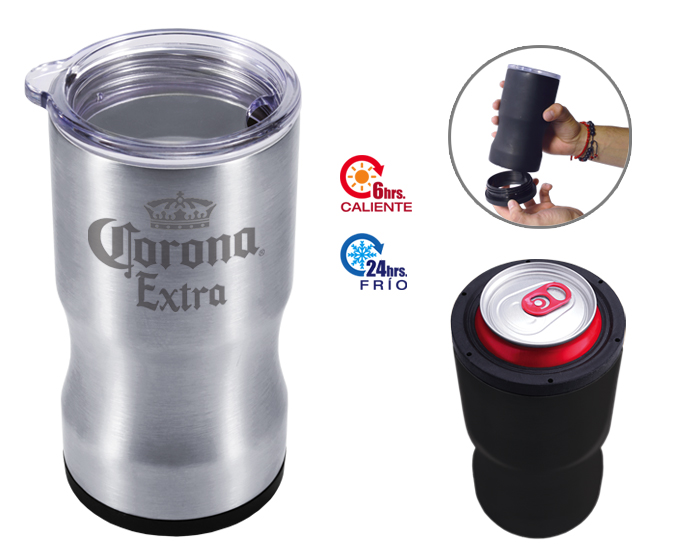 TERMO PORTA LATAS DE ACERO INOXIDABLE DE 350 ML. DEUX A2468 NEGRO